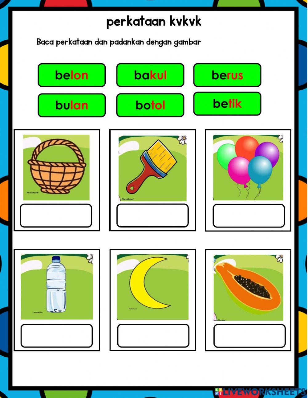 Padankan Perkataan kvkvk worksheet | Live Worksheets