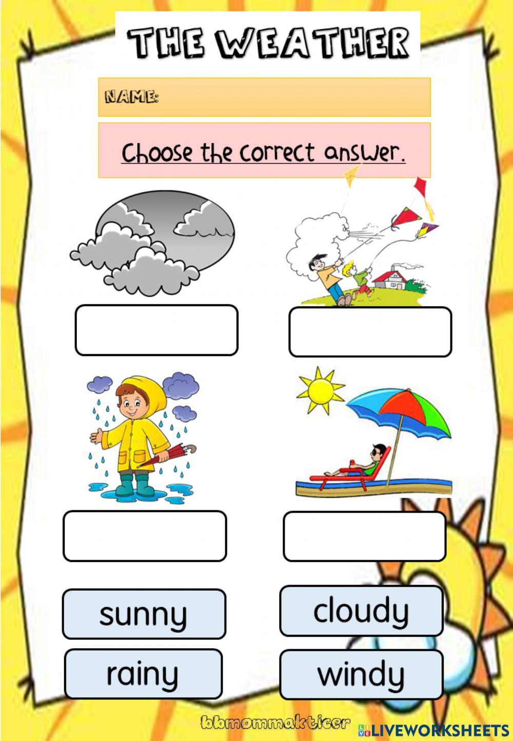 Weather online exercise for PRASEKOLAH/TADIKA | Live Worksheets