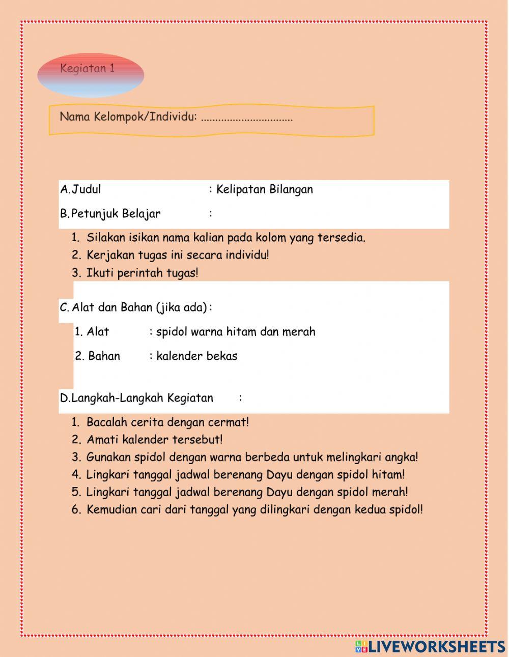 Kelipatan 1432136 | hamid_mirza | LiveWorksheets
