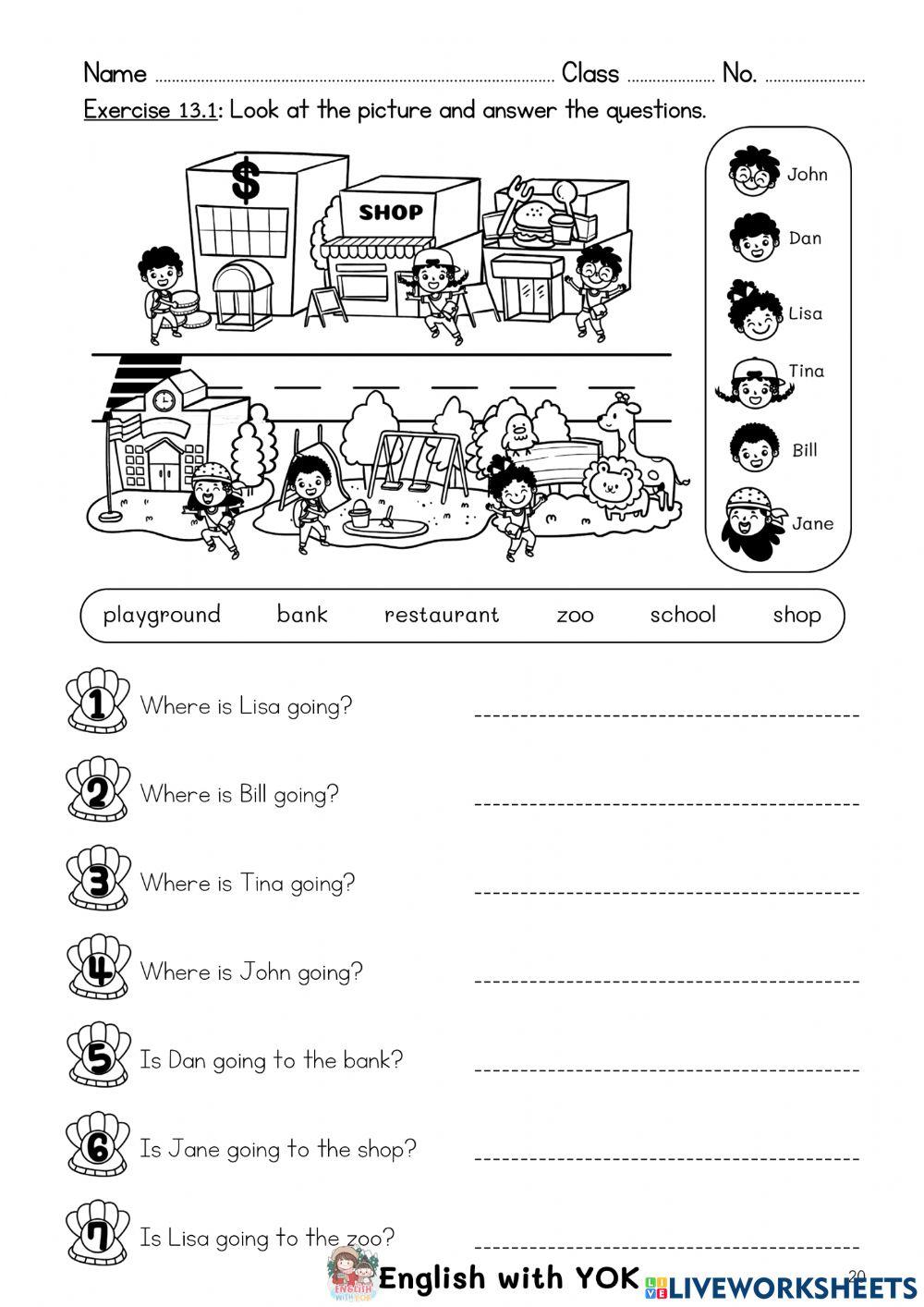 Places P.5 (answer the questions2) online exercise for | Live Worksheets