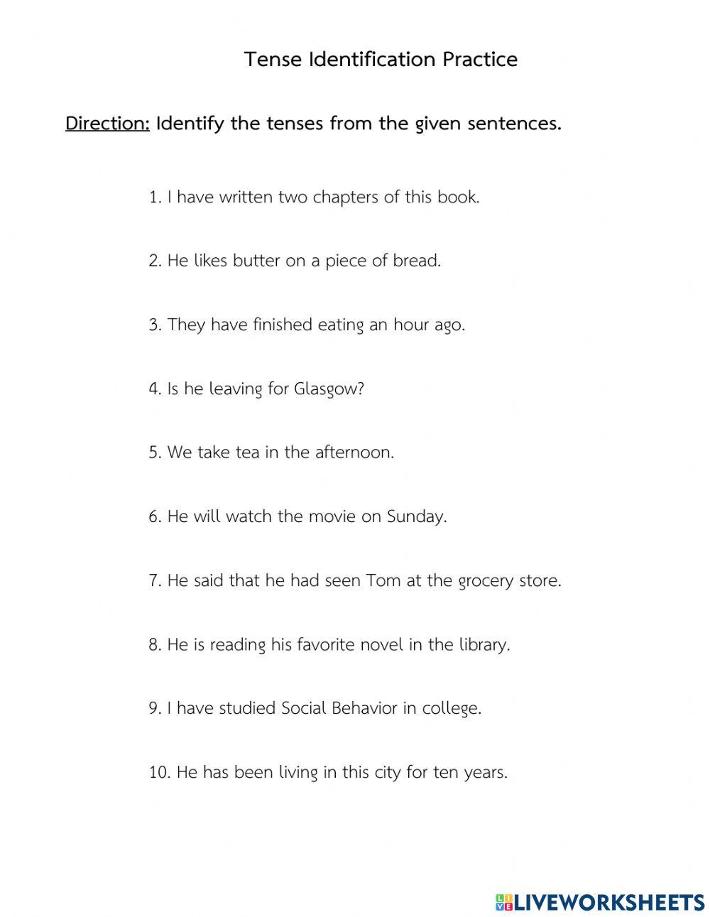 Identify tense practice 1 6723022 | krunoodang