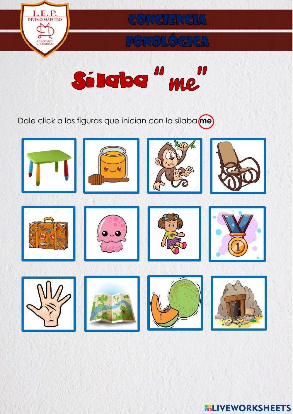 Sílaba -me- interactive worksheet | Live Worksheets