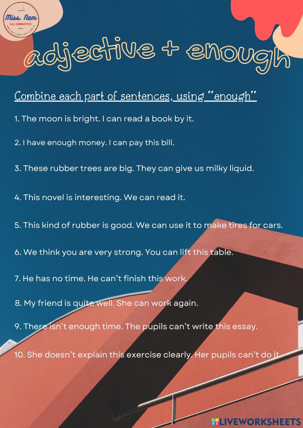 Enough | Free Interactive Worksheets | 1432275