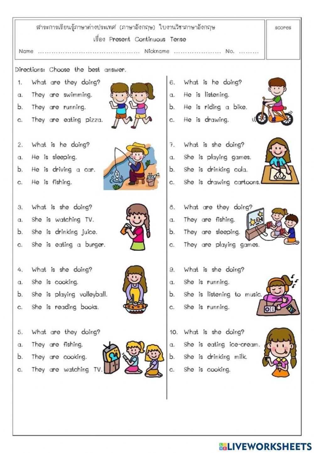 1432355 | Continuous tense | ohlunlabo | LiveWorksheets