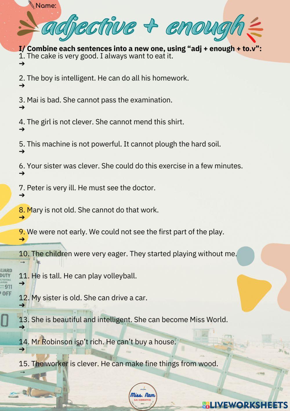 Enough online exercise | Live Worksheets