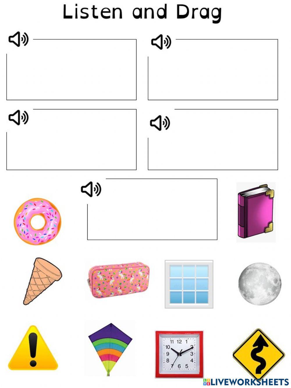 Listen and drag shapes worksheet | Live Worksheets