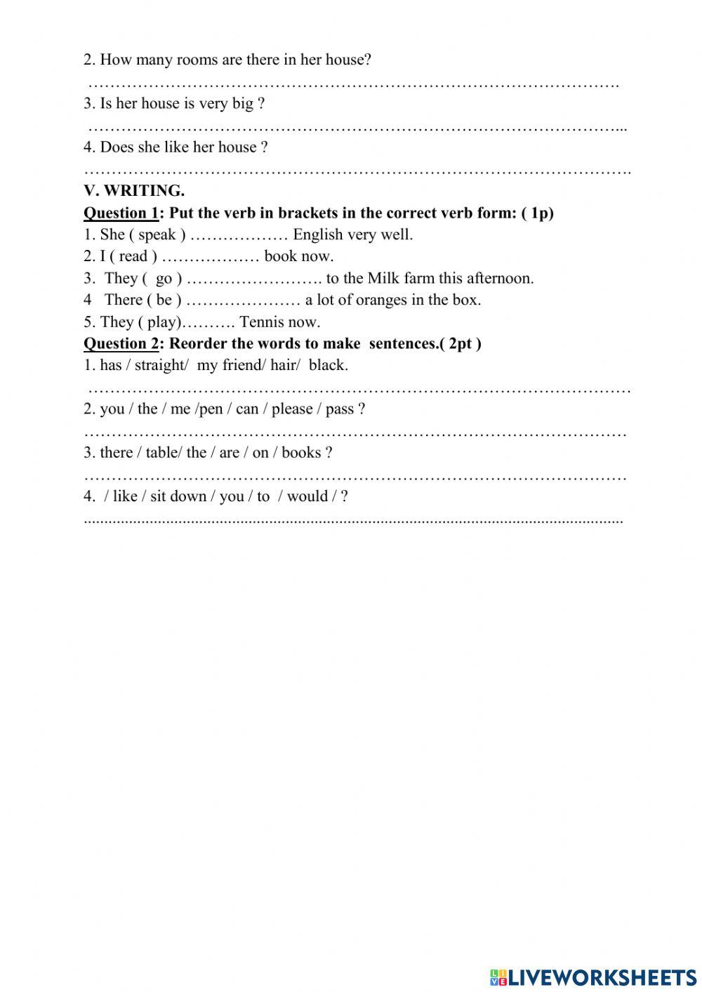 Revision online exercise for Grade 7 | Live Worksheets
