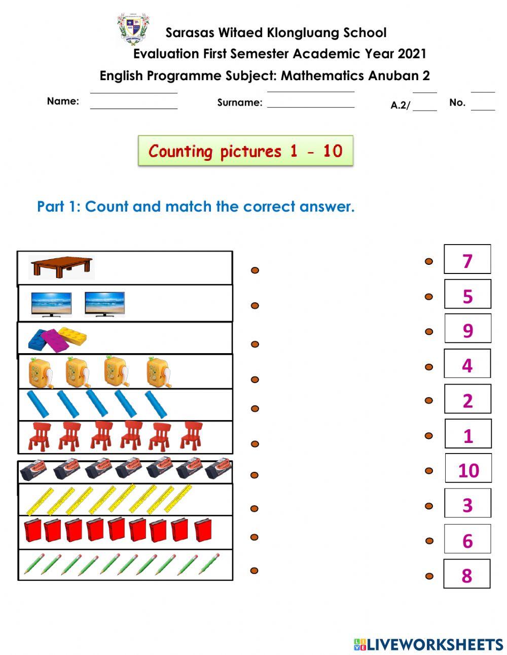 Maths Evaluation 1433068 | sususco | Live Worksheets