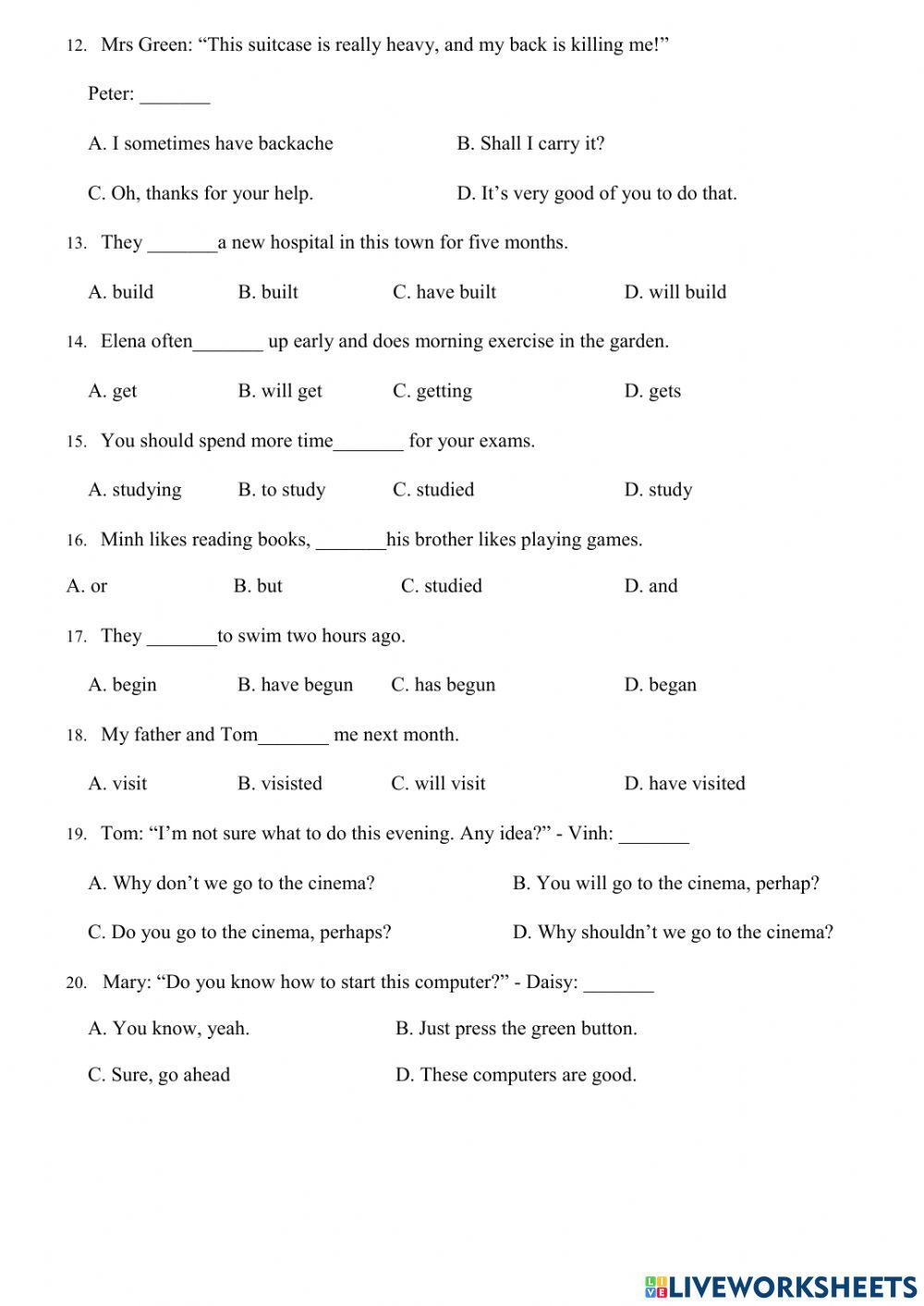 English 7-Written test No 1 worksheet | Live Worksheets