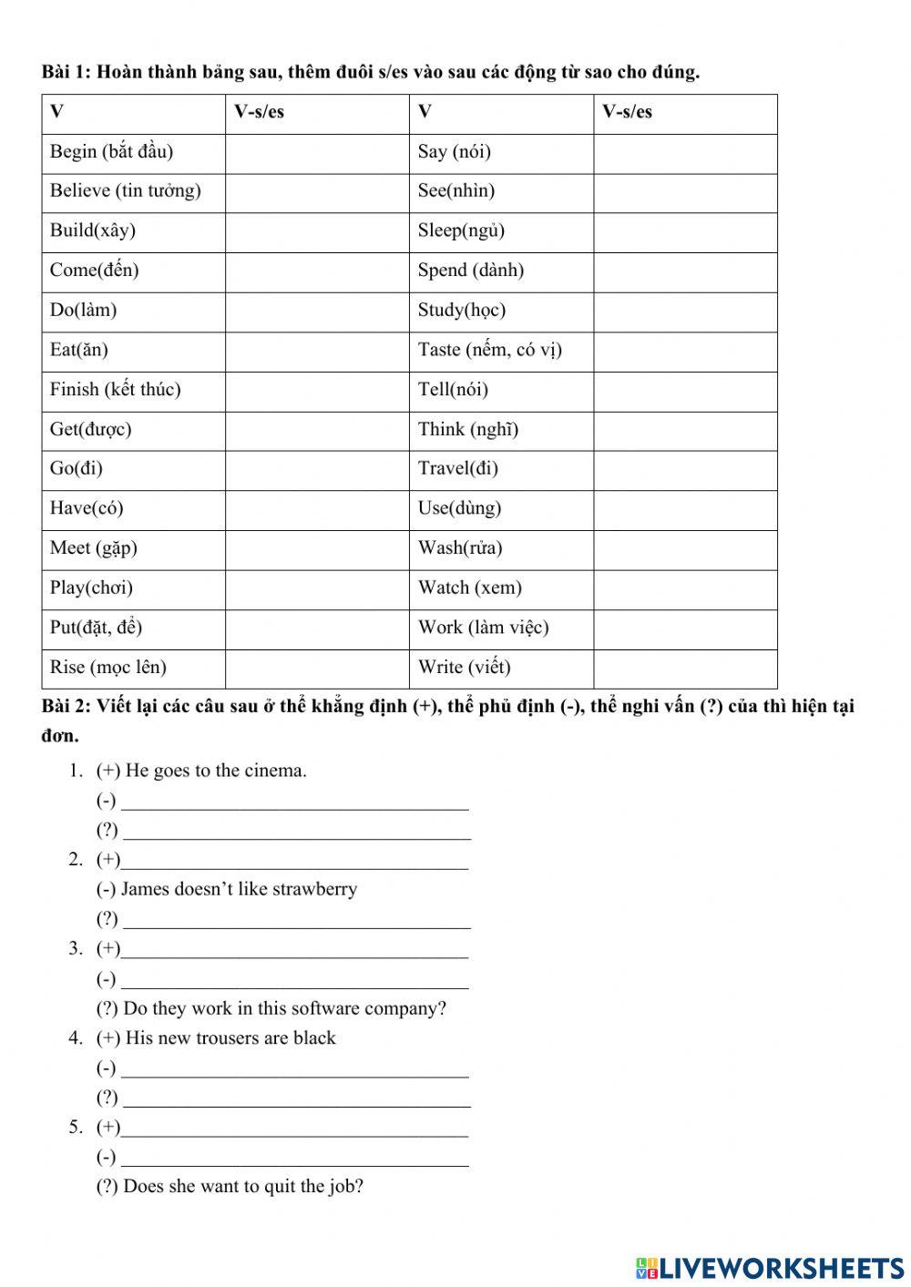 Present simple online exercise for grade 6 | Live Worksheets