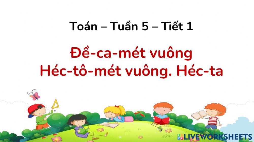 Toán Tuần 5 - Tiết 1 - Decamet vuong ... worksheet | Live Worksheets