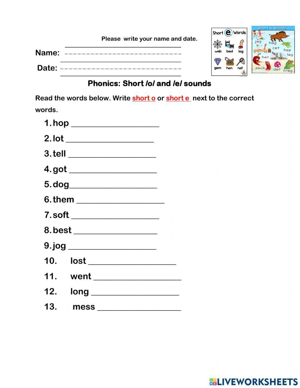 Phonics online exercise for 2 | Live Worksheets