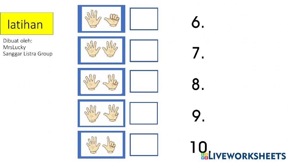Latihan angka 6-10 worksheet | Live Worksheets