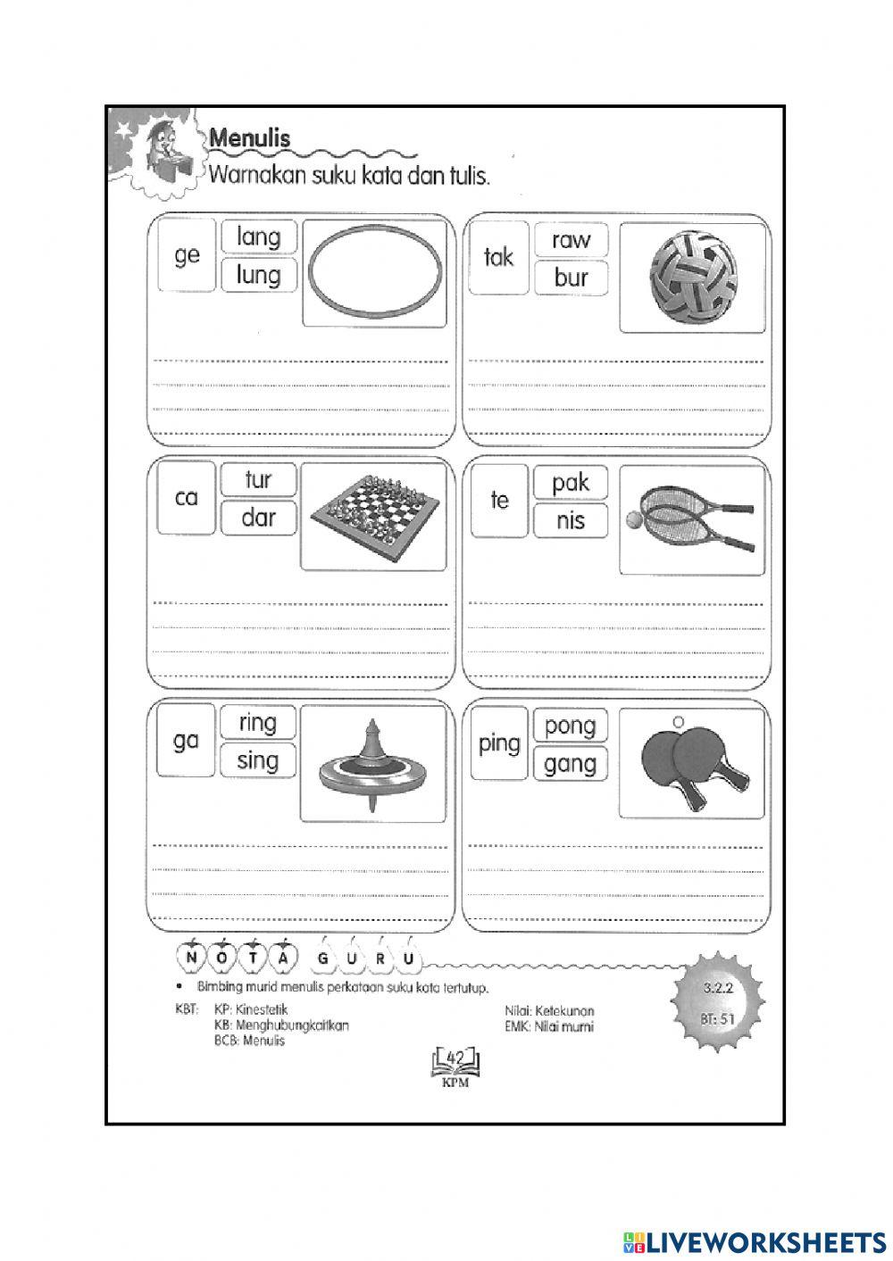 kemahiran menulis online exercise for | Live Worksheets