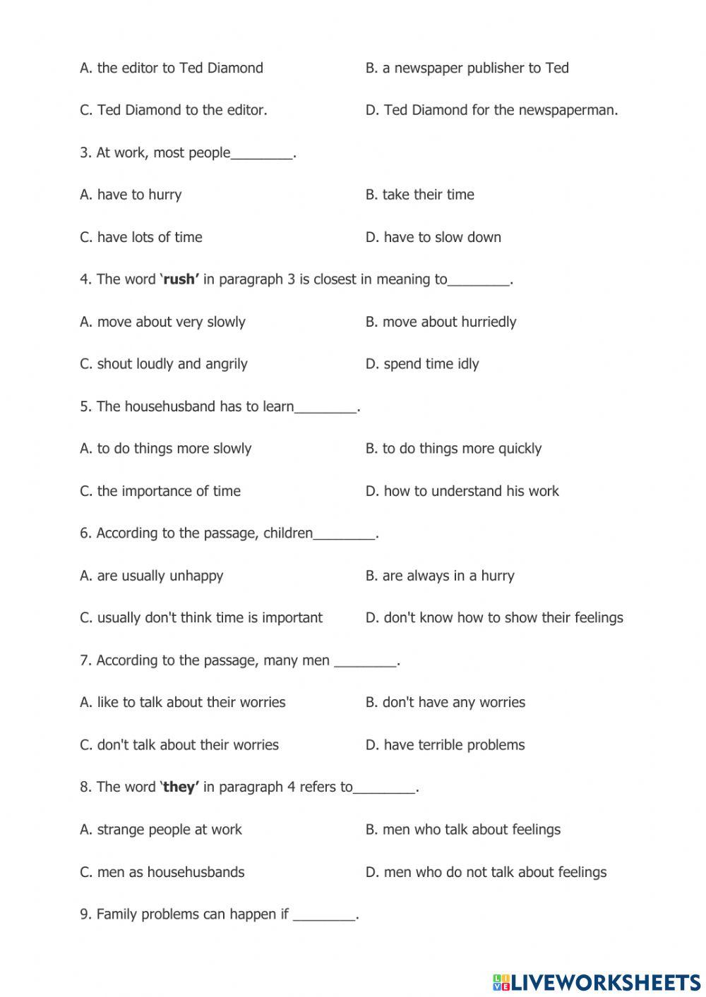 Grade 12- Unit 1- Period 3- Home life- More practice- Reading ...