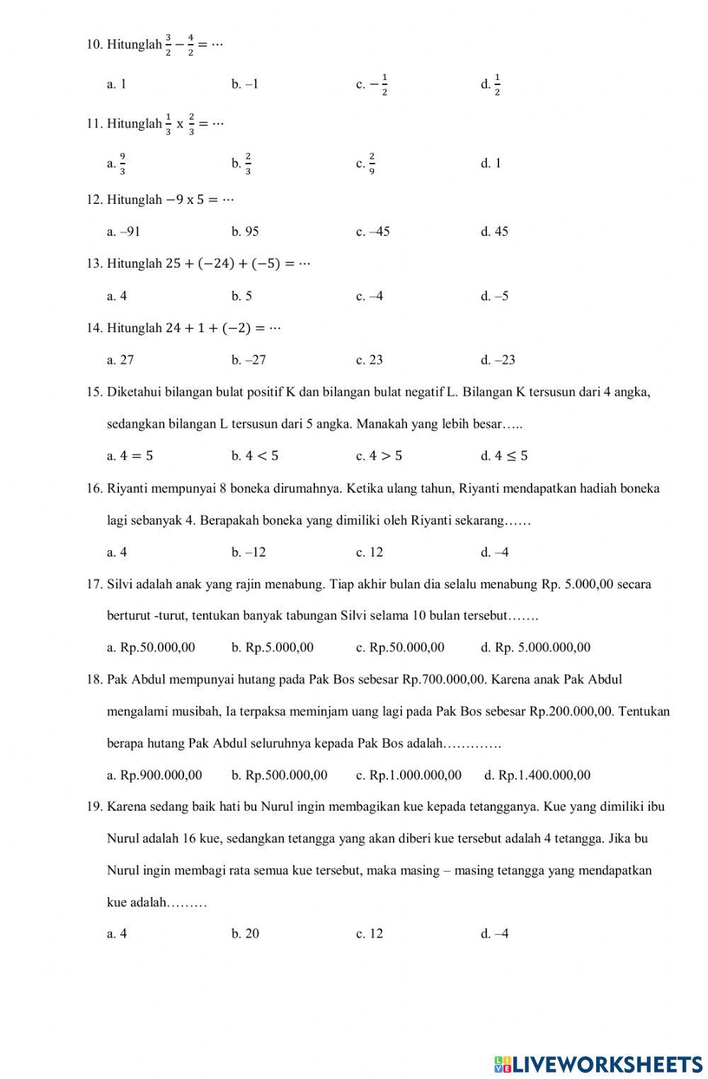 Pts SMP N 3 KROYA worksheet | Live Worksheets