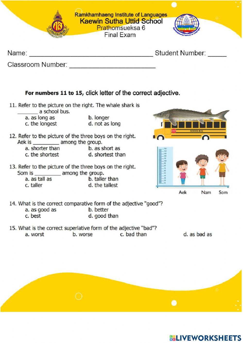Final Examination P6 worksheet | Live Worksheets