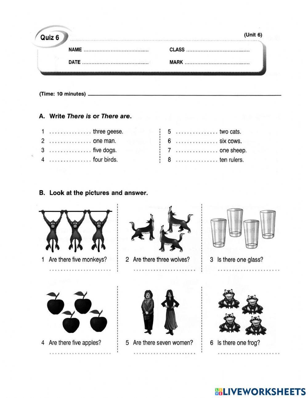 Quiz 6 worksheet for grade 3 | Live Worksheets