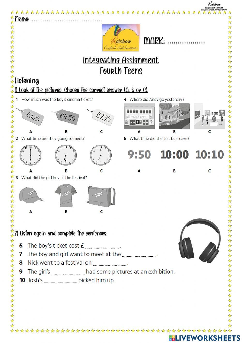 Ia 4th teens september worksheet | Live Worksheets