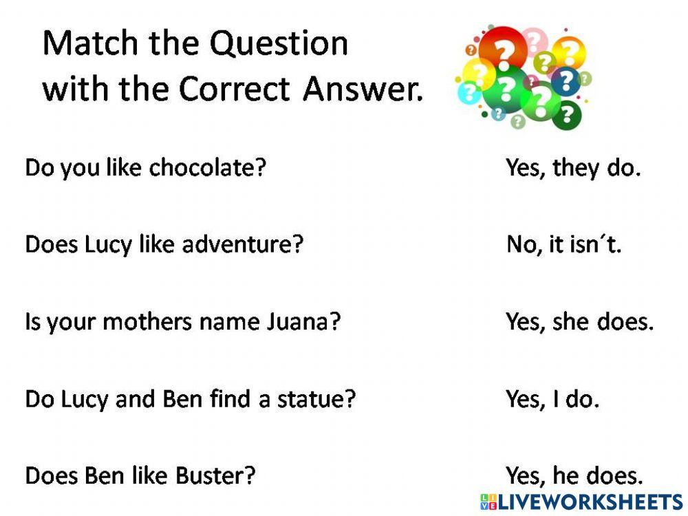 Questions and anwers worksheet | Live Worksheets
