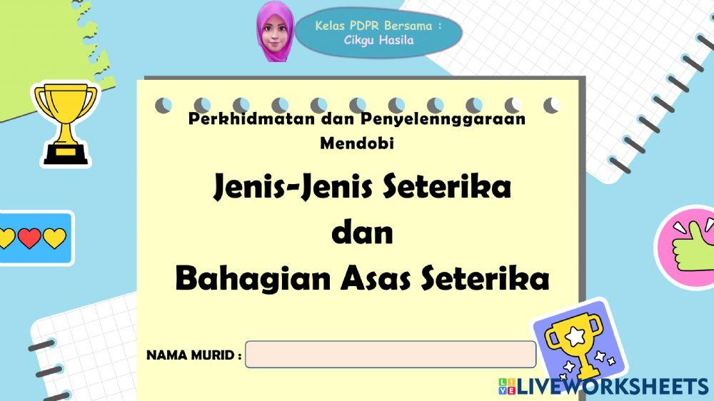 JENIS SETERIKA DAN BAHAGIAN ASAS SETERIKA online exercise for | Live ...