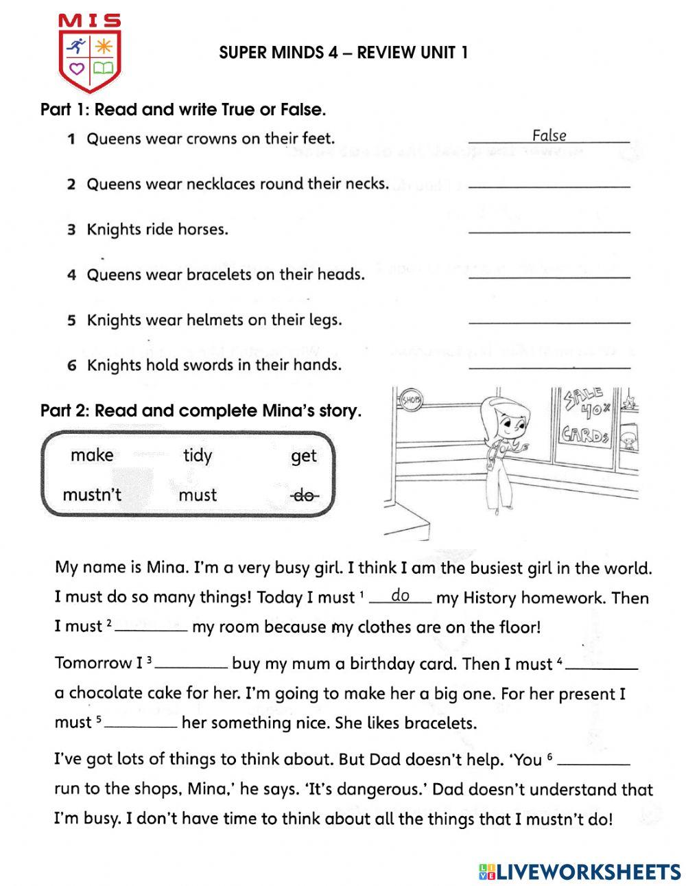Super Minds 4 -… | Free Interactive Worksheets | 1435034