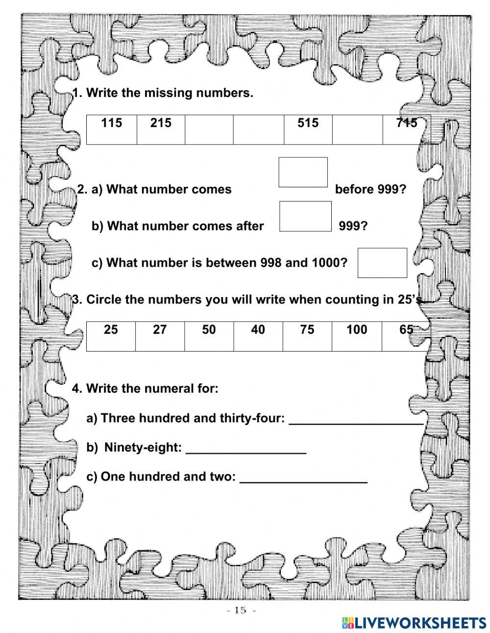 Mathematics Wee… | Free Interactive Worksheets | 1435264