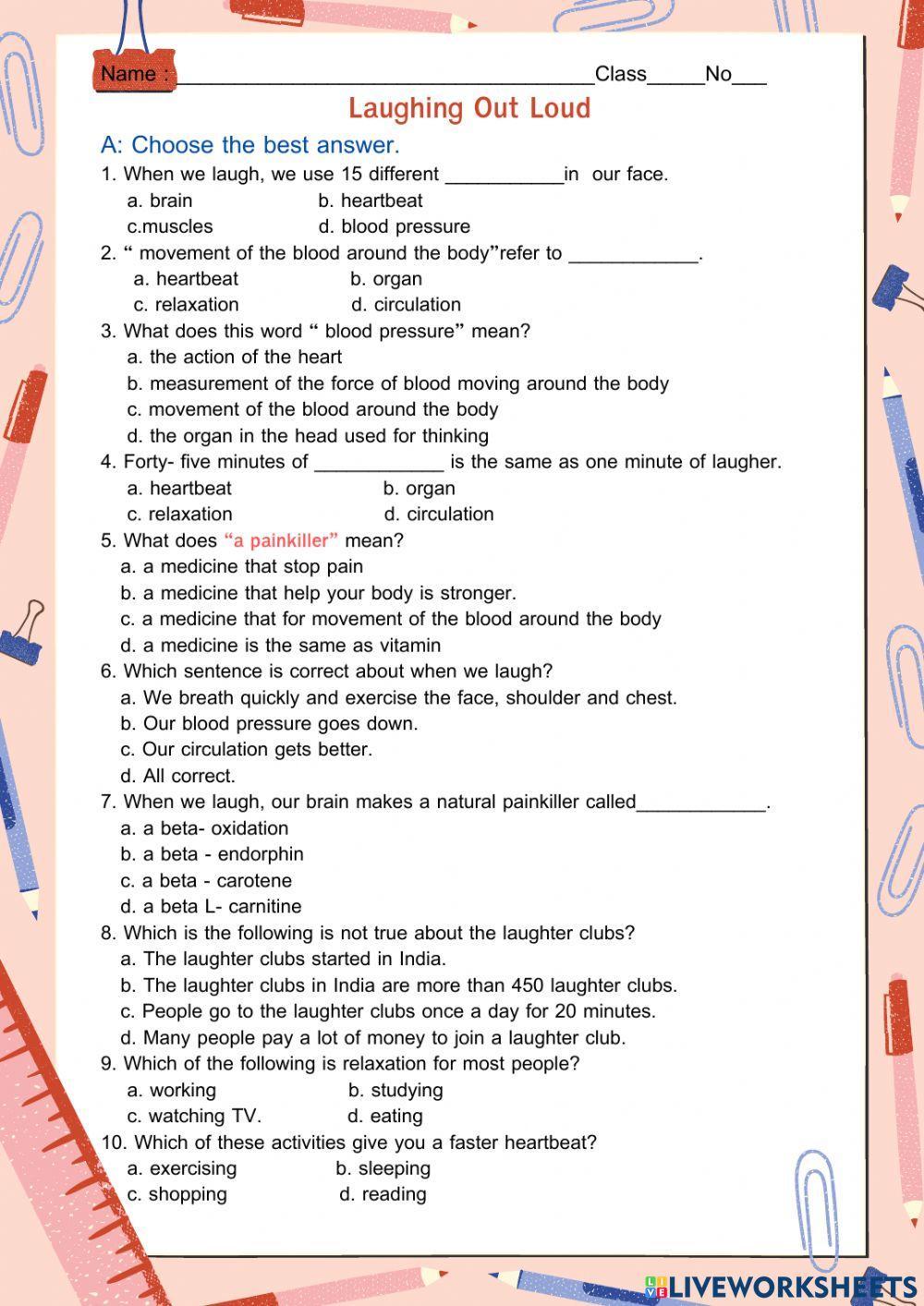 Laughing out Loud 2354 | Chanthanee | Live Worksheets