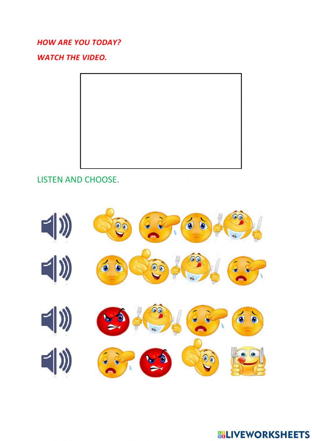 Feelings online exercise for grade 1 | Live Worksheets