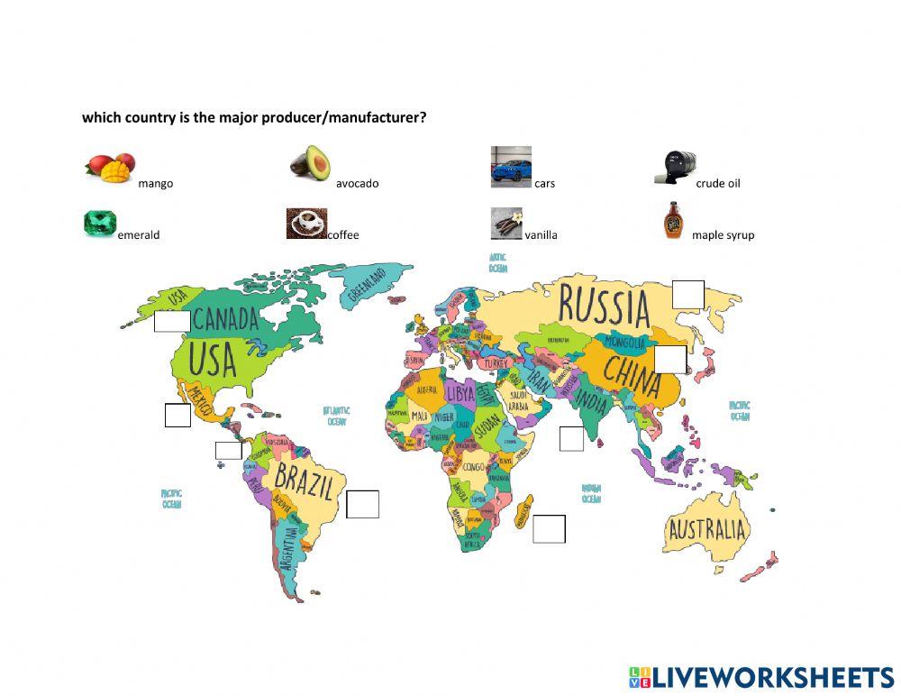 World biggest producers worksheet | Live Worksheets