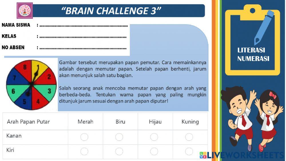 Brain Challenge 3 online exercise for | Live Worksheets
