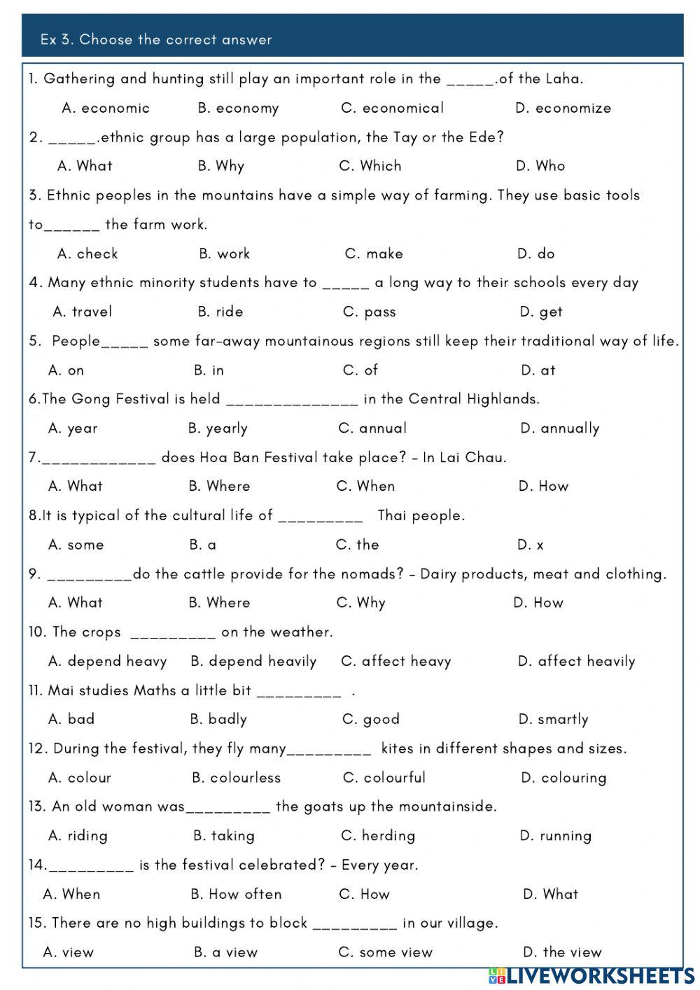 Worksheet 3-Grade 8-U3 worksheet | Live Worksheets