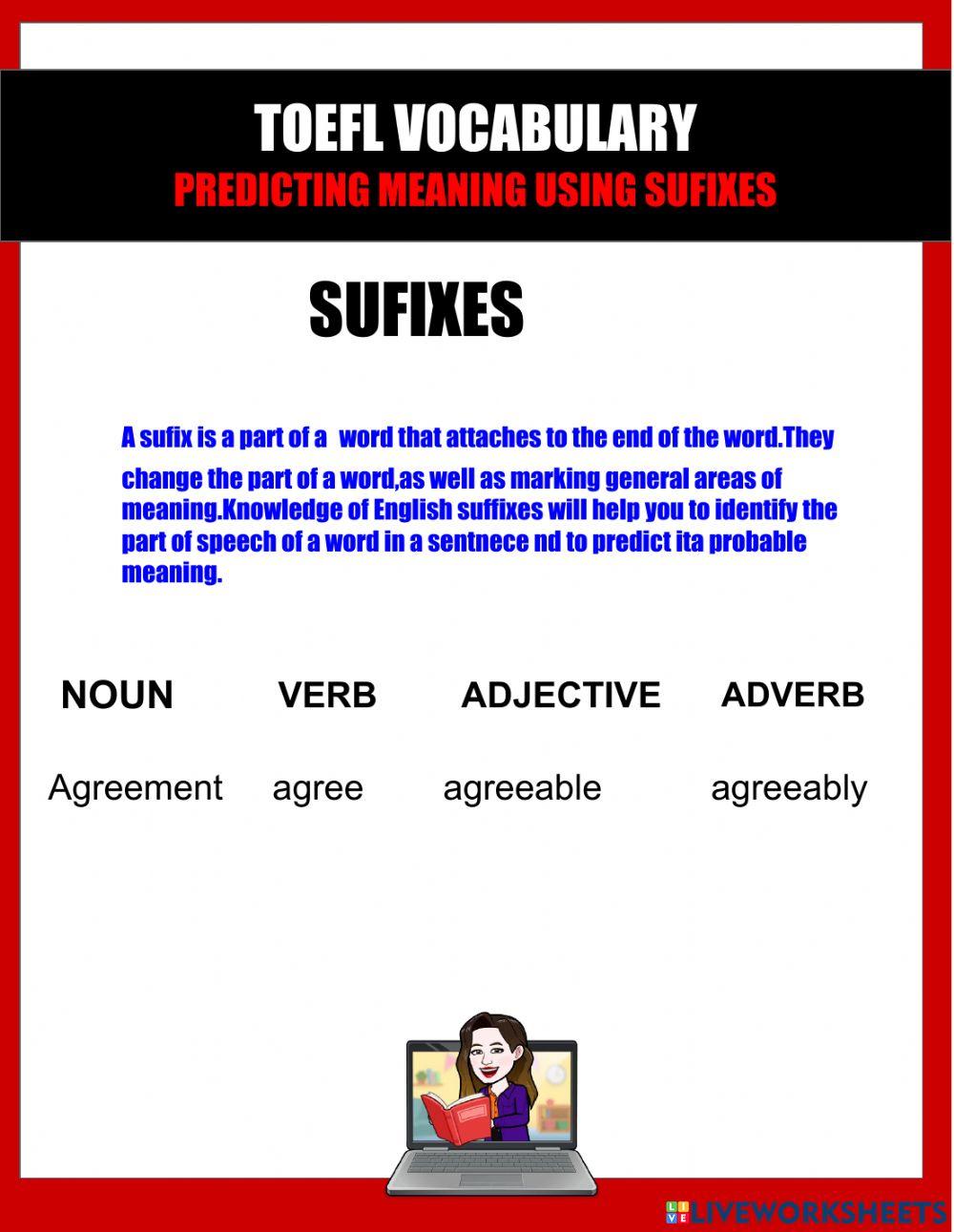 Common suffixes interactive worksheet | Live Worksheets