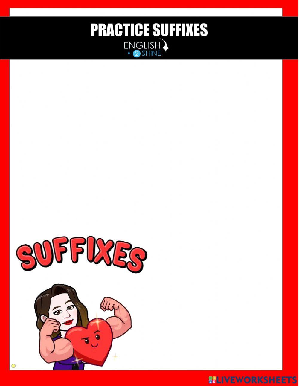 Common suffixes interactive worksheet | Live Worksheets