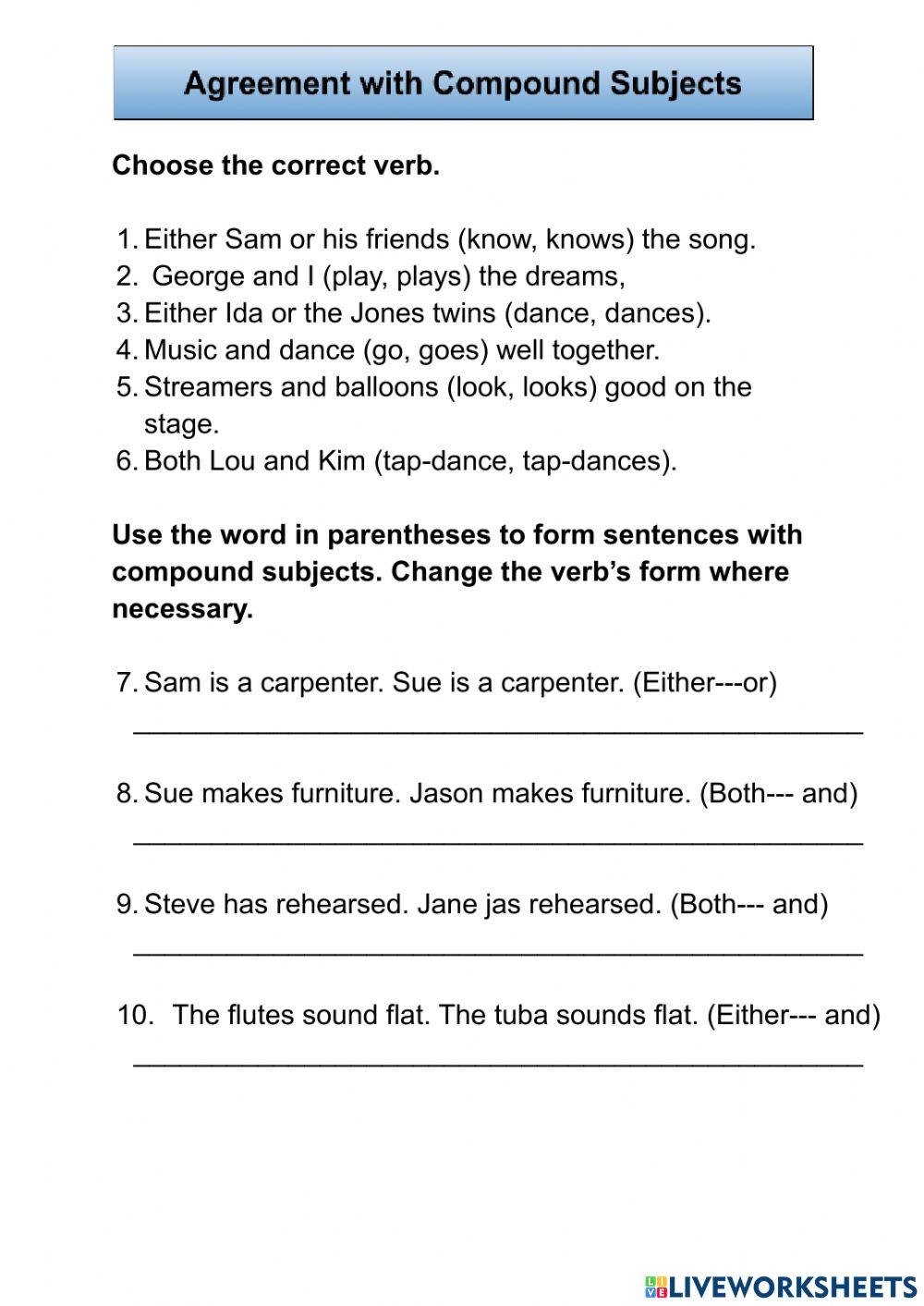 Agreement with Compound Subjects | Kalitama | Live