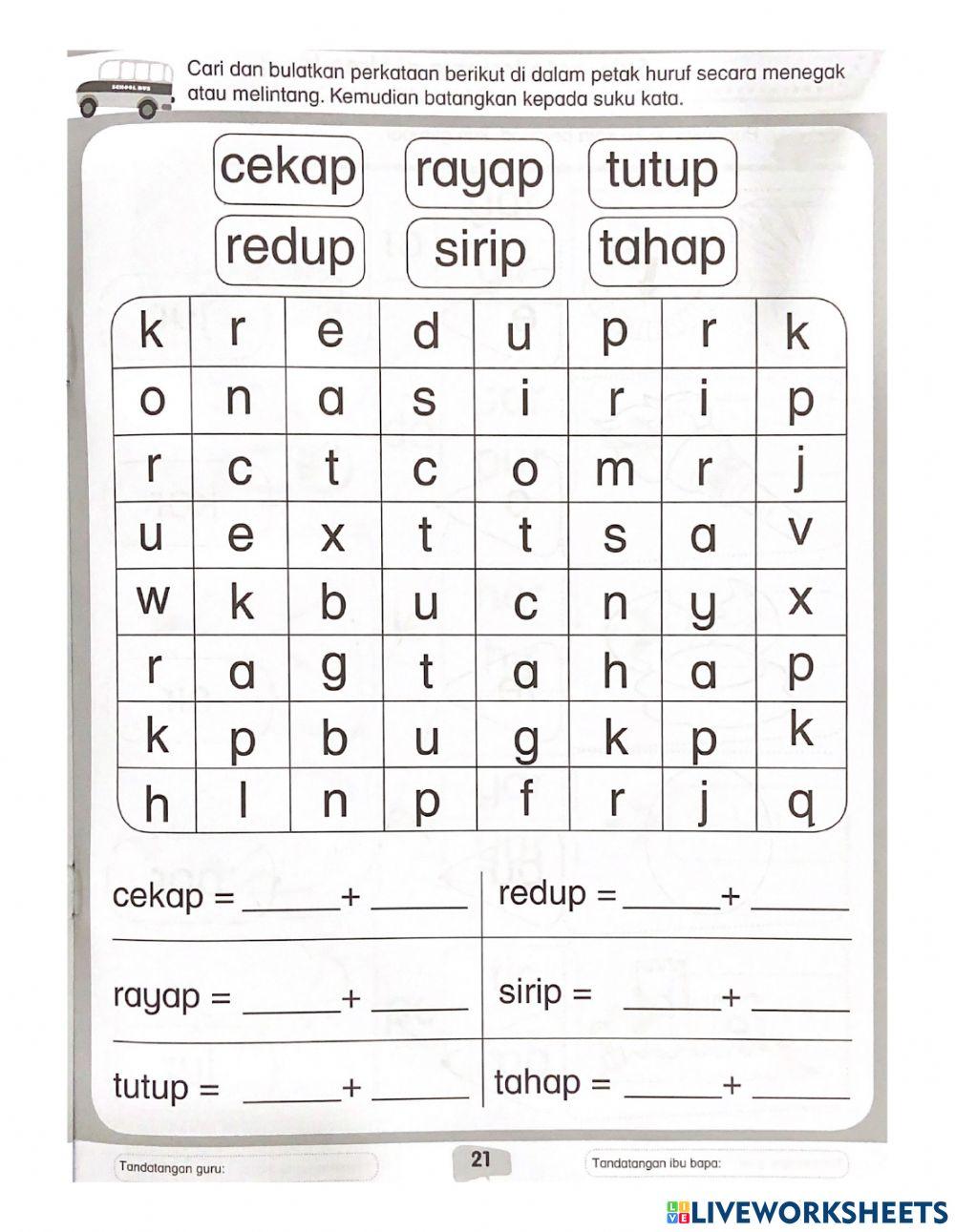 Latihan akhiran -p' | Puteri Najihah | Live Worksheets