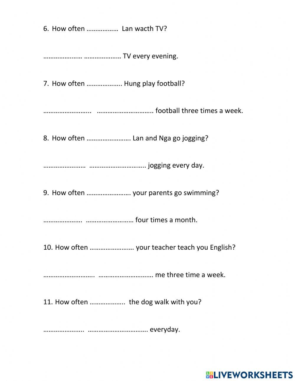 4259257 | How often do- does | Vũ Thị Hồng Thúy