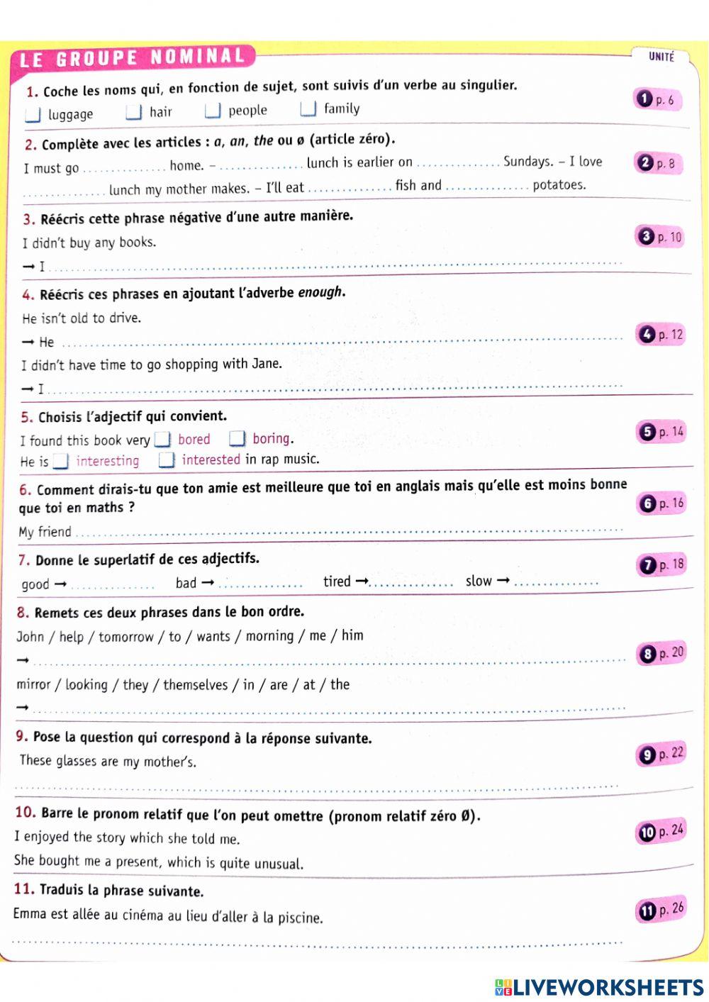 TEST 4ème online exercise for | Live Worksheets