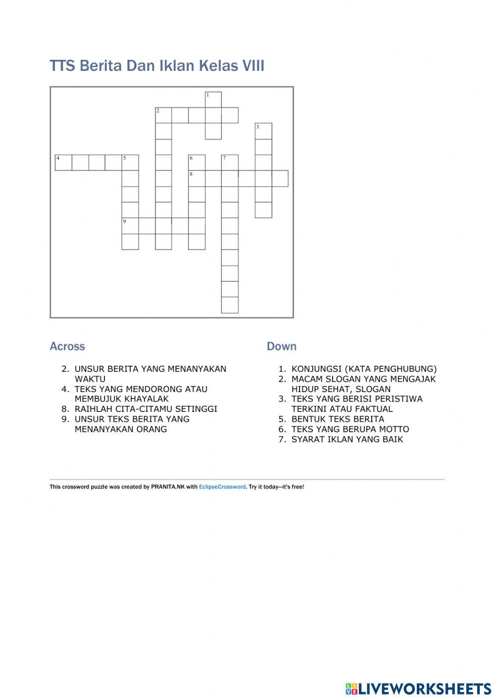 Tts iklan | Free Interactive Worksheets | 1437483