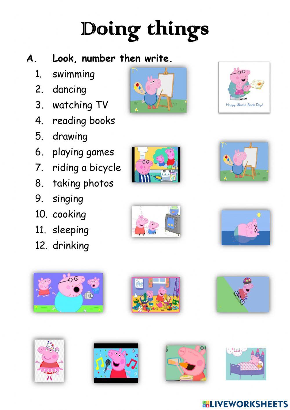 Family doing things worksheet | Live Worksheets