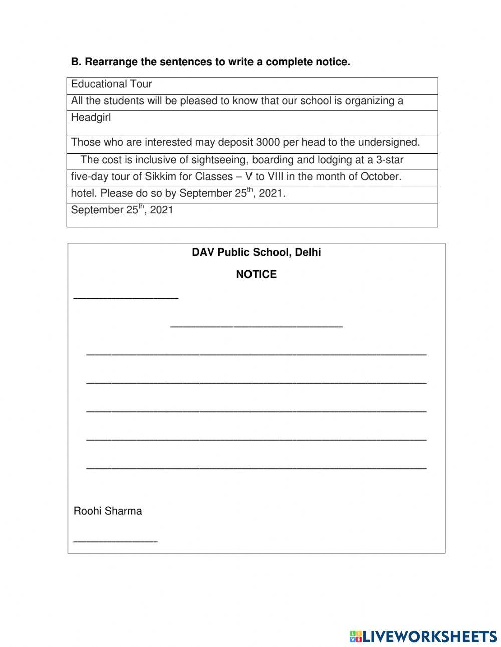 Writing Skills interactive exercise | Live Worksheets