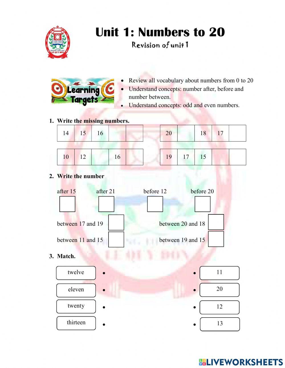 G2-W4-U1:Revision worksheet | Live Worksheets