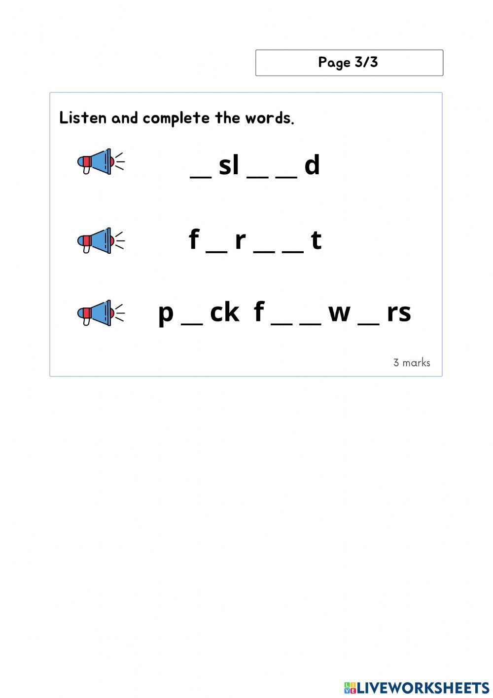 Listening PBD page 3 worksheet | Live Worksheets