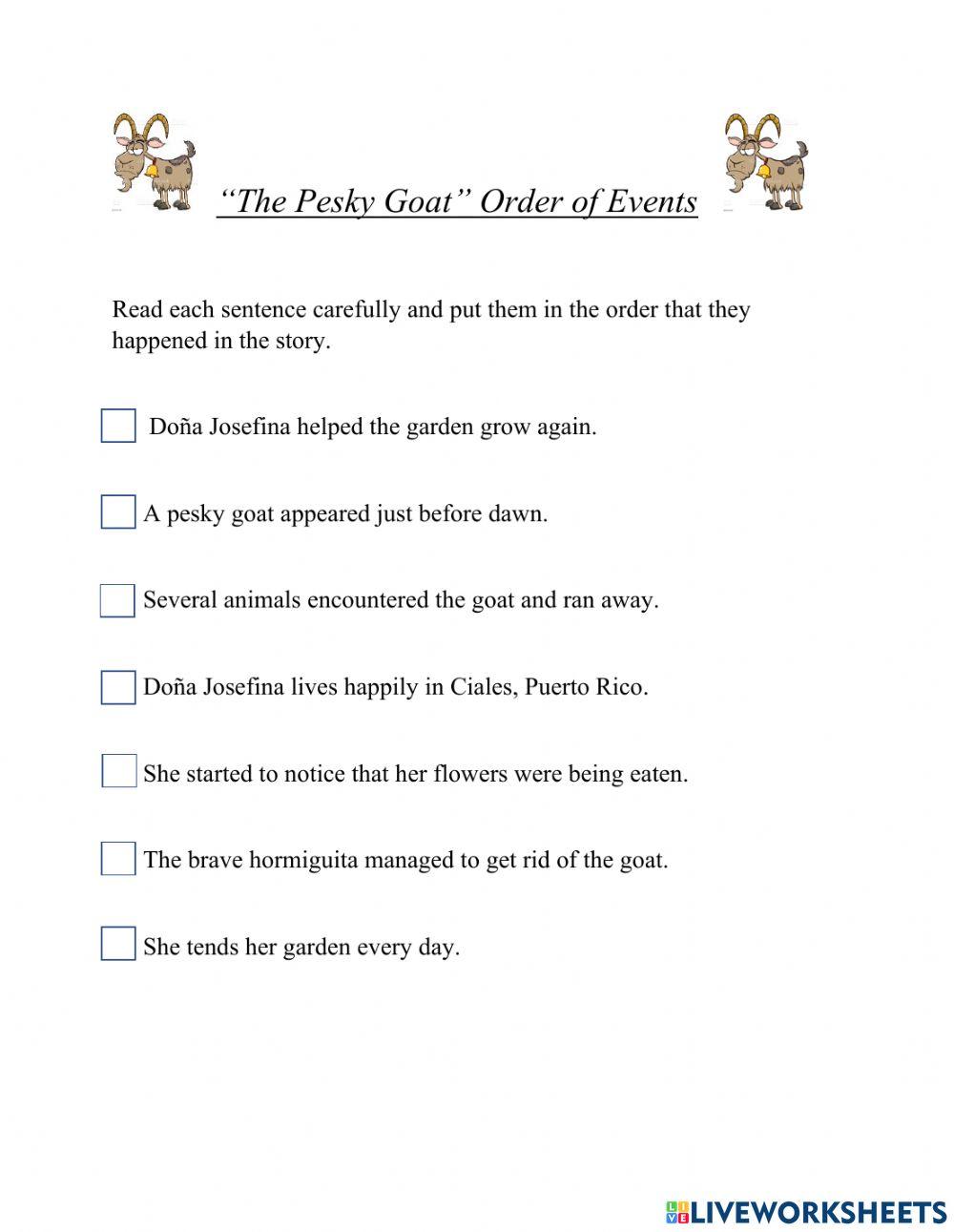 The Pesky Goat … | Free Interactive Worksheets | 4100354