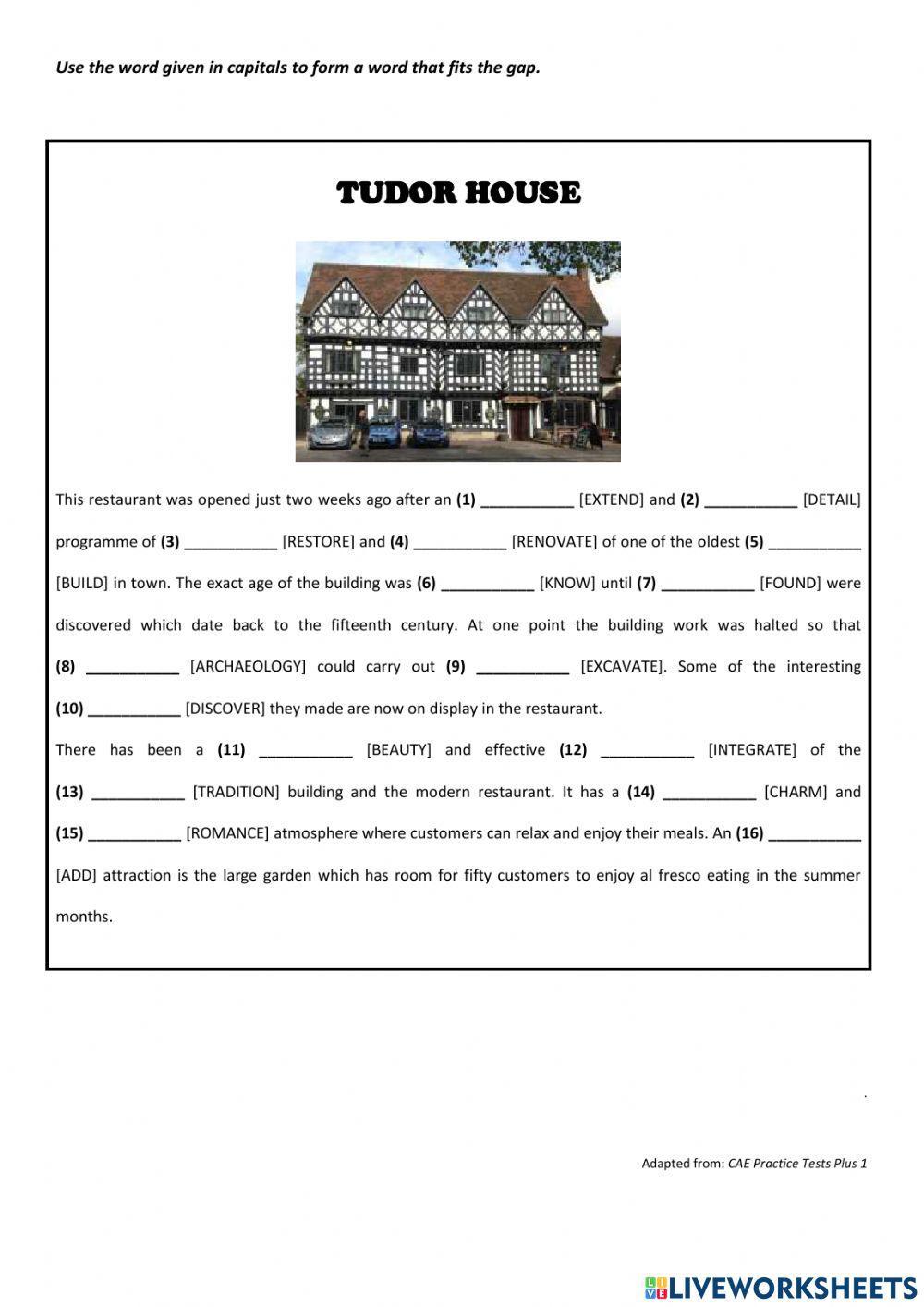 Tudor House | Free Interactive Worksheets | 1438777
