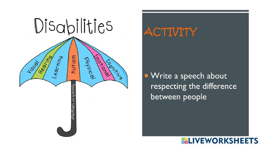 Disabilities | Free Interactive Worksheets | 1439171