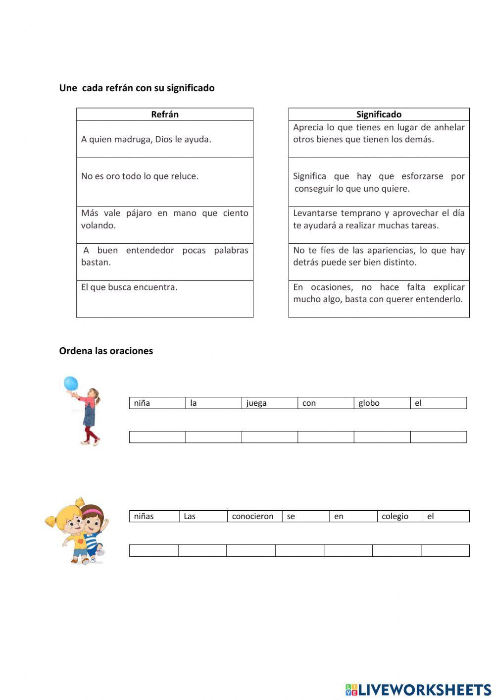 Refranes interactive exercise for Comunicacion | Live Worksheets