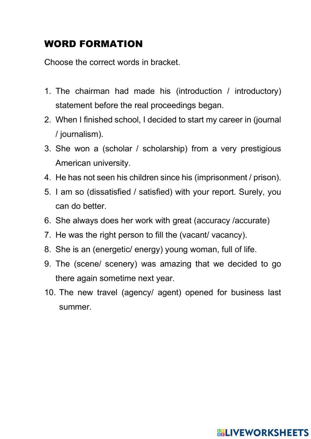 Word Formation Online Exercise For Grade 14 Live Worksheets word-formation-online-exercise-for-grade-14-live-worksheets