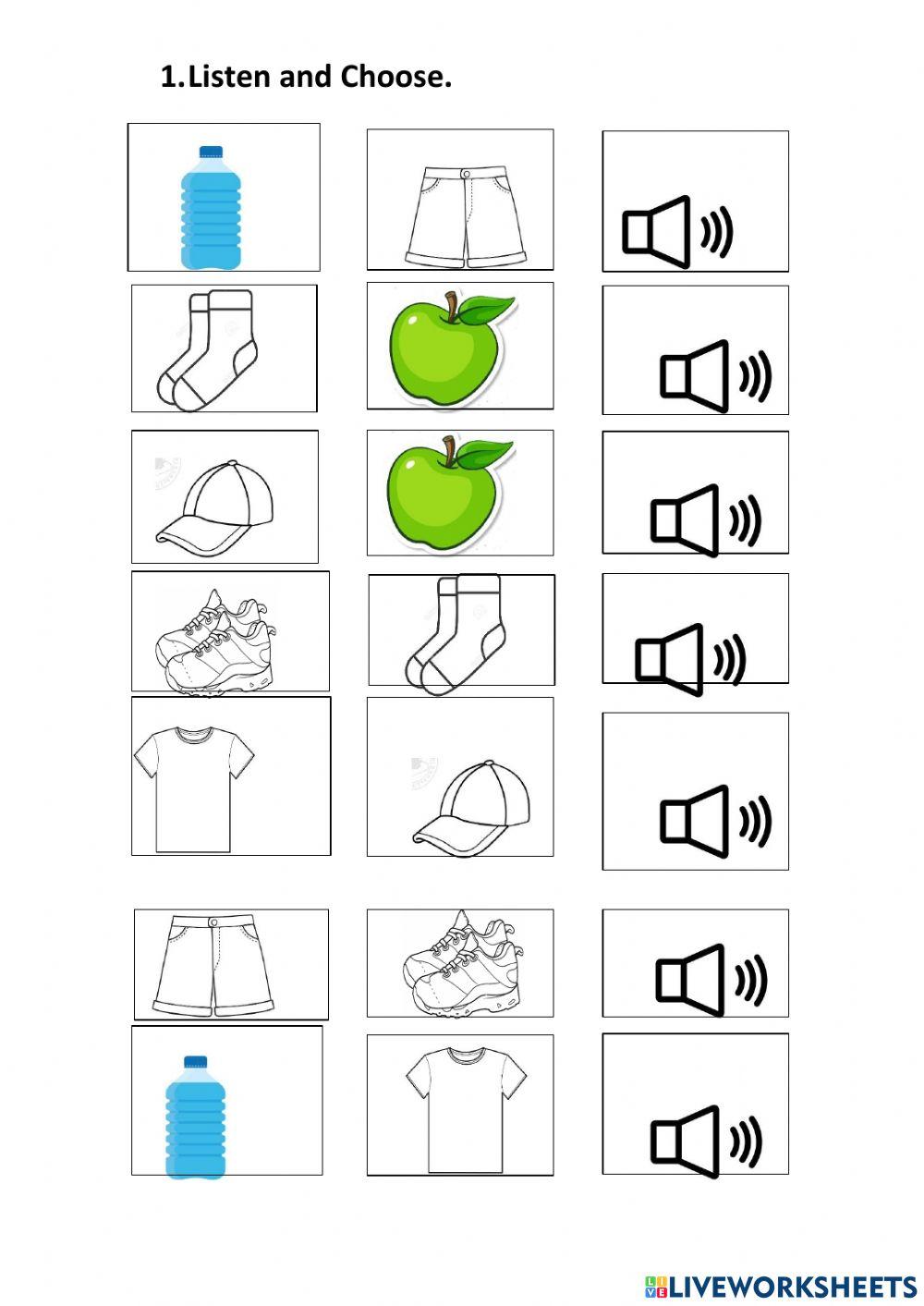 Clothes online exercise for grade 1 | Live Worksheets