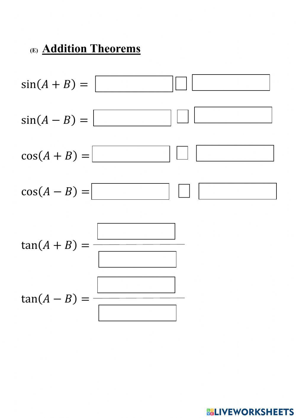 Trigo 1 worksheet | Live Worksheets